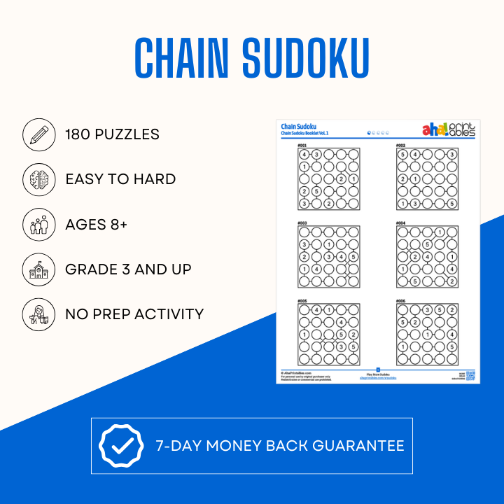 Chain Sudoku – Aha! Printables