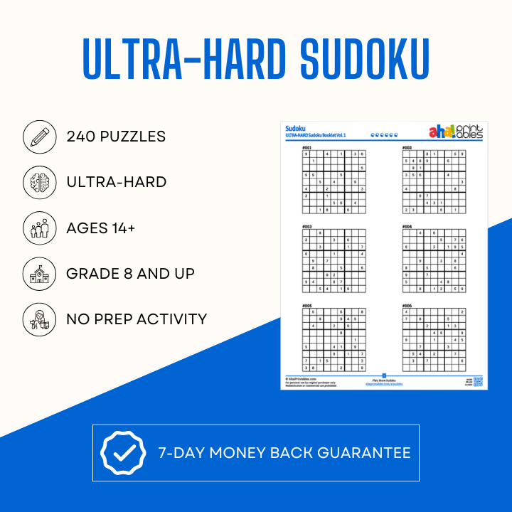 Ultra-Hard Sudoku – Aha! Printables