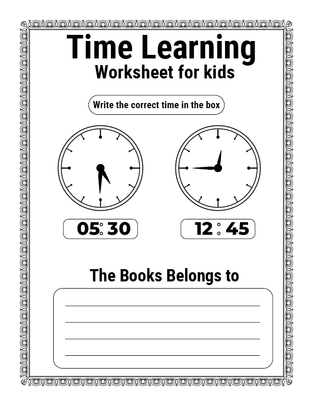 Time Learning Activity Book – Aha! Printables
