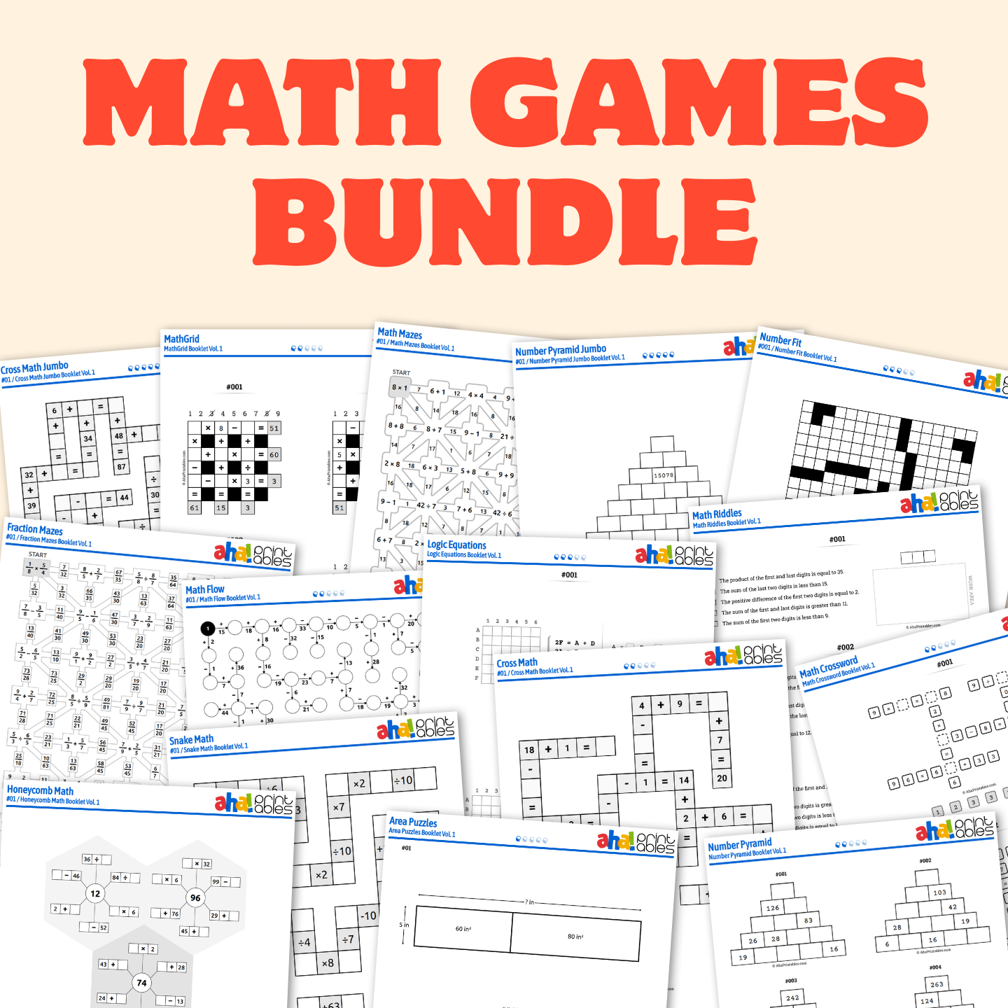 Math Games Bundle – Aha! Printables